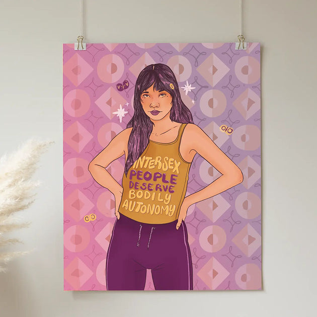 Intersex People Deserve Bodily Autonomy Art Print Trans Tool Shed